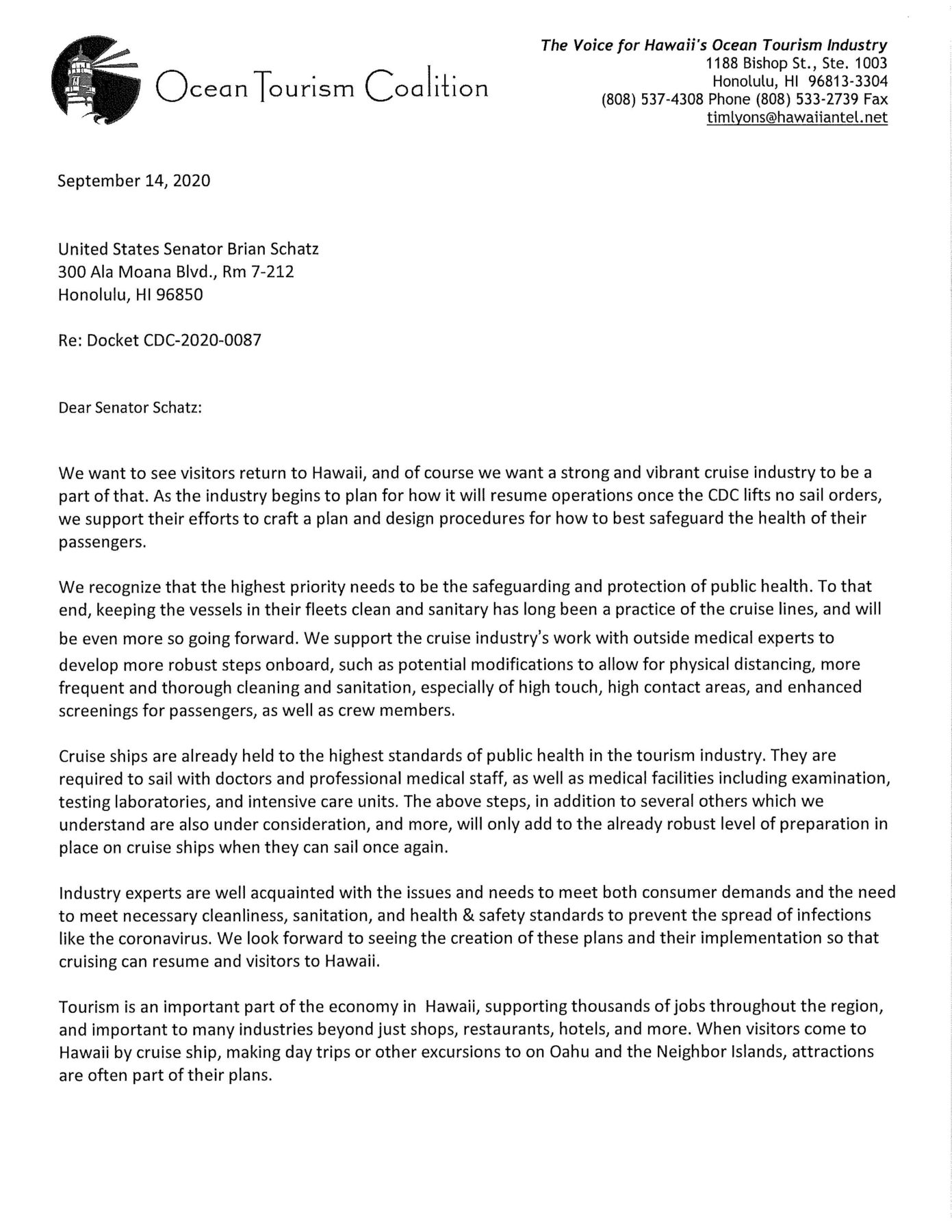 OTC Working to Reopen Our Industry – COVID-19 – Ocean Tourism Coalition